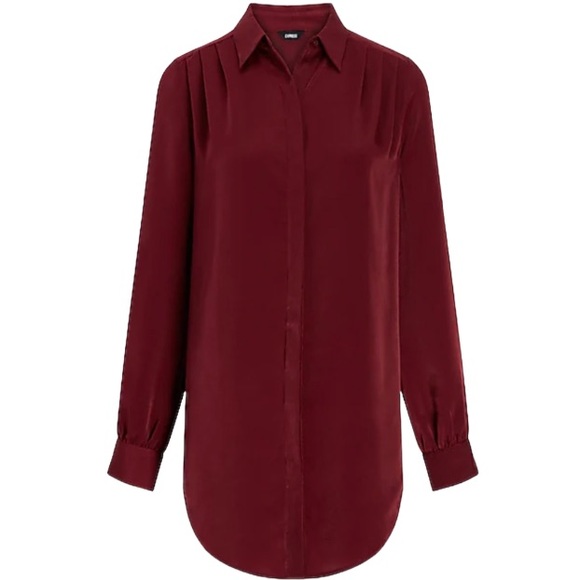 Express | Tops | Nwt 58 Express Pleated Shoulder Buttondown Long Tunic ...